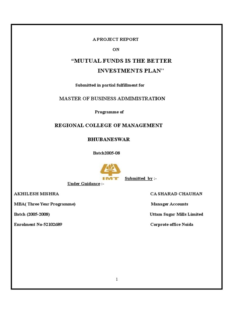 Project On Mutual Fund by Washim | PDF | Investment Fund | Mutual Funds