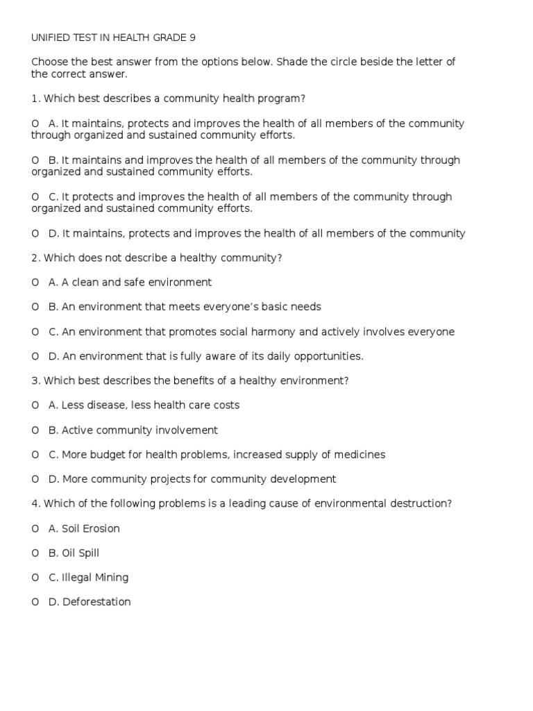 Grade 9 Community Health Assessment | PDF | Pollution | Water Pollution