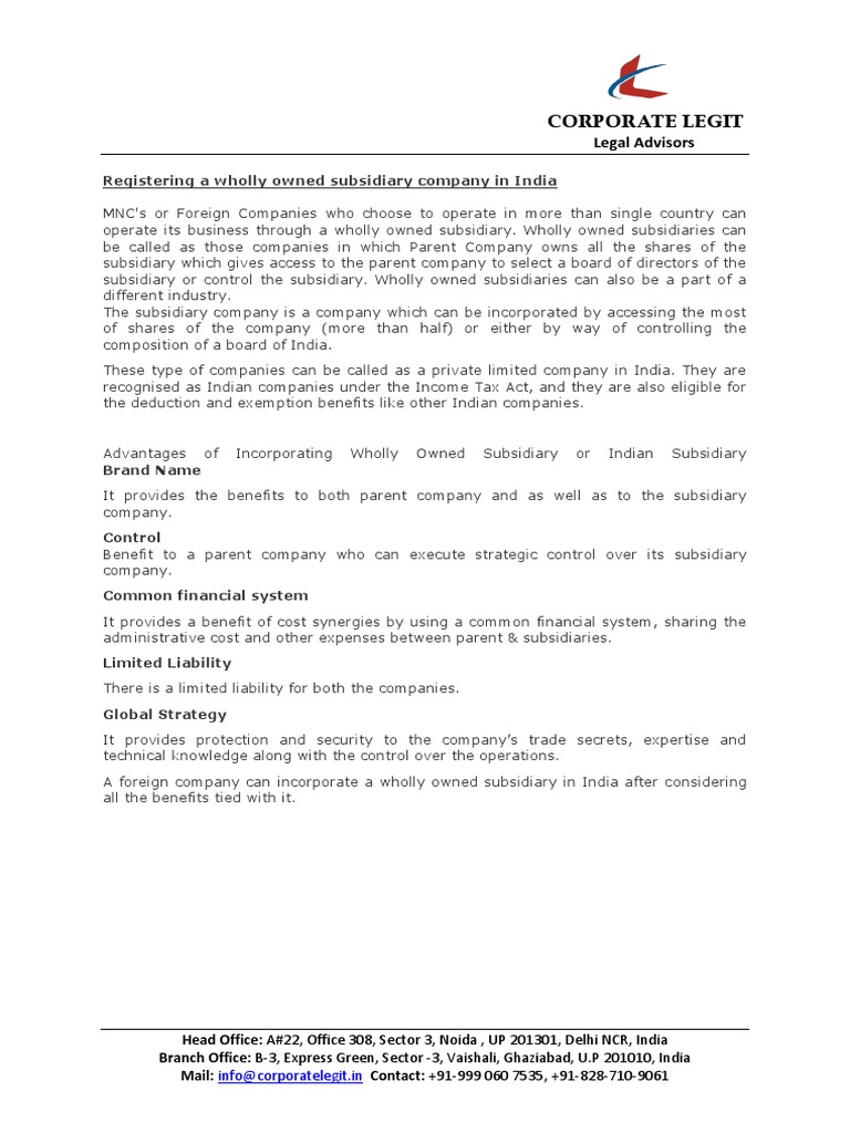 Business Setup India | PDF | Subsidiary | Reserve Bank Of India