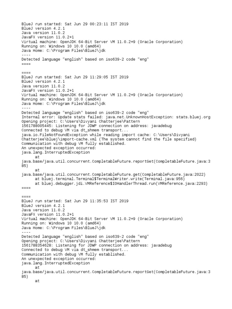 Bluej Debuglog | Download Free PDF | Java (Programming Language) | Virtual Machine