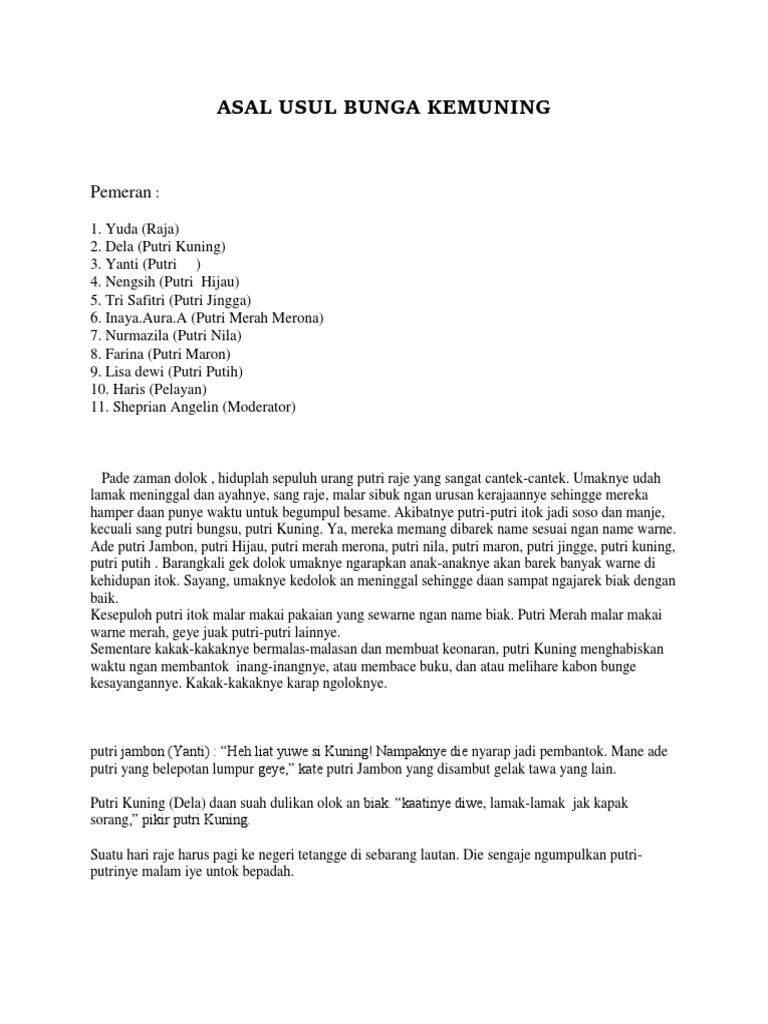 Asal Usul Bunga Kemuning | PDF