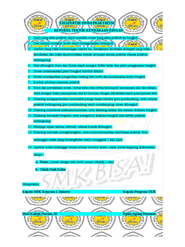 Tatatertib Siswa Praktikum TKR | PDF