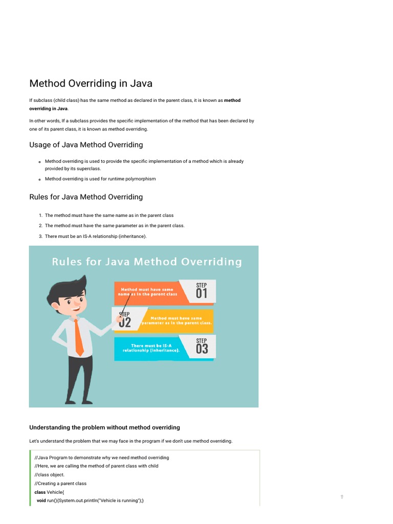 Method Overriding In Java Pdf Inheritance Object Oriented 9792