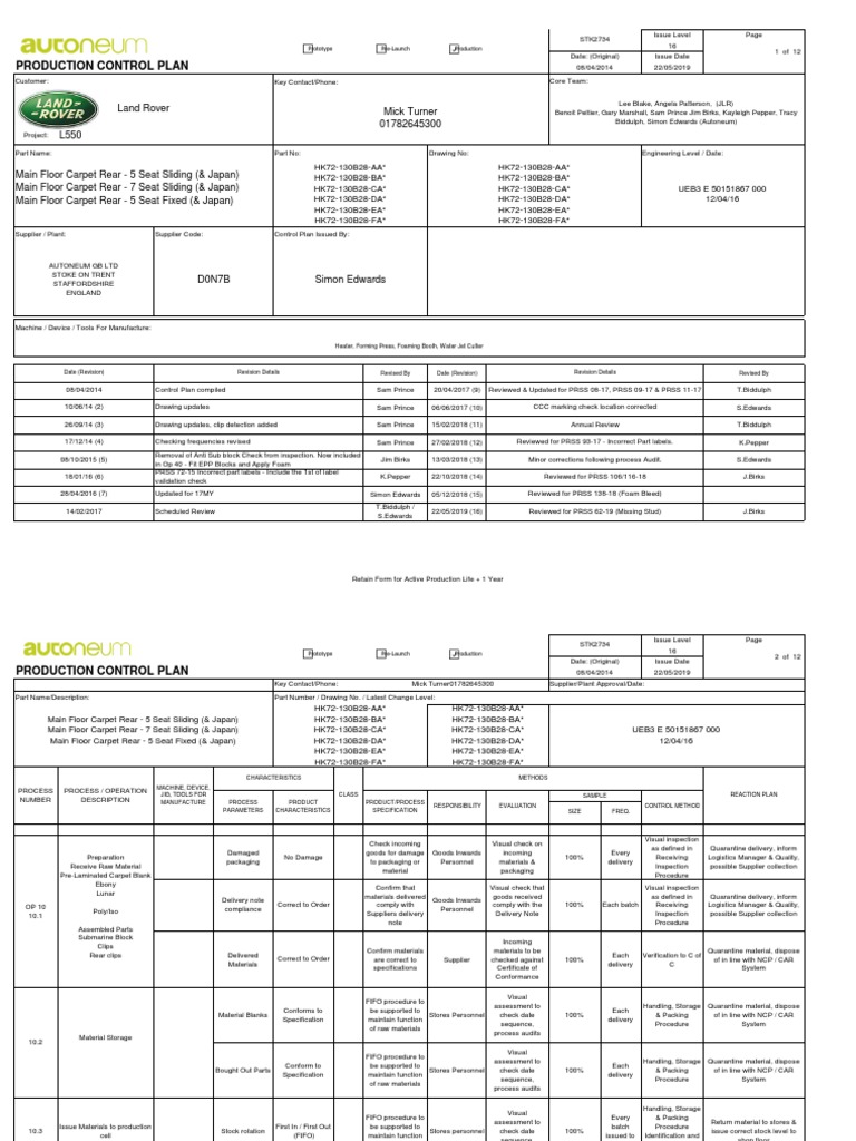 Cplan - l550 17my RR CRPT - Stk2734 Iss 16 | PDF | Specification (Technical Standard ...