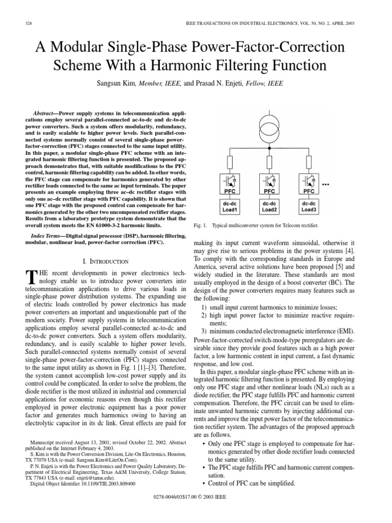 A Modular Single-Phase Power-Factor-Correction Scheme With A Harmonic Filtering Function | PDF ...