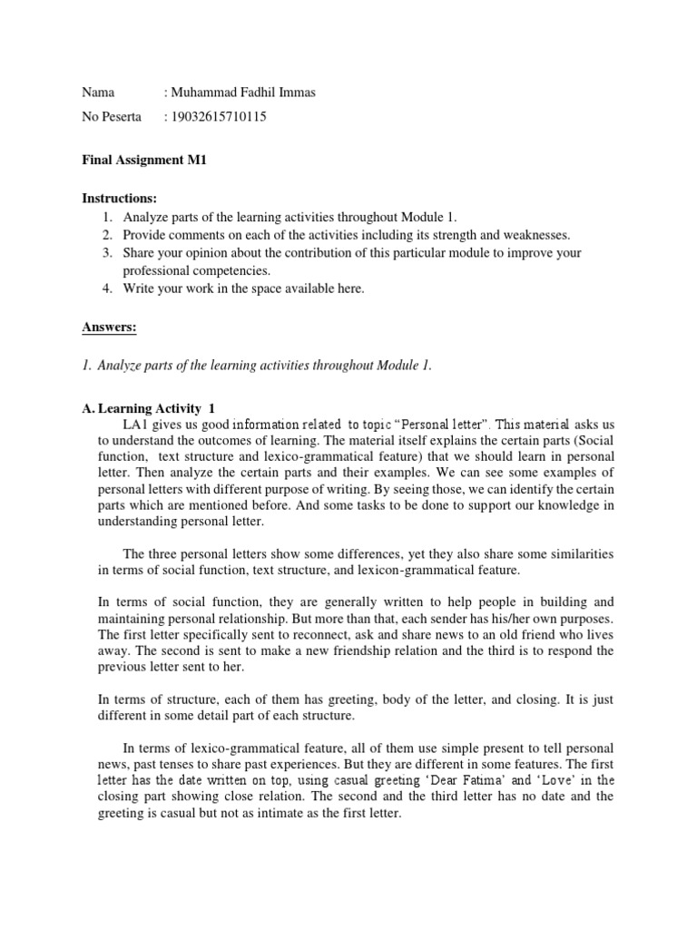 Final Assignment M1 PPG Daljab Bahasa Inggris | PDF | Writers | Information