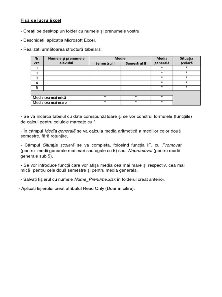 Fisa de Lucru 10 - Excel | PDF