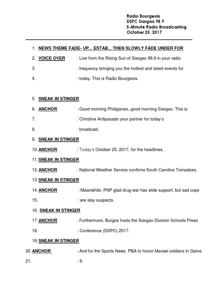 Broadcasting Script | PDF | Storms | Severe Weather And Convection