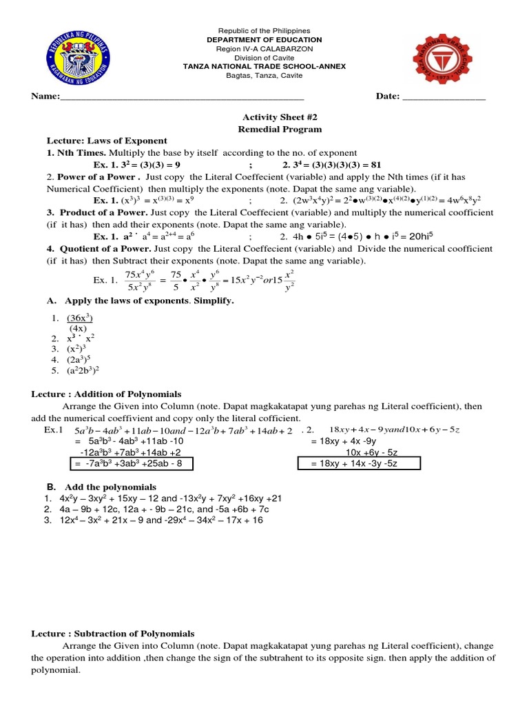 Activity 2 Remedial. | PDF | Division (Mathematics) | Numerical Analysis