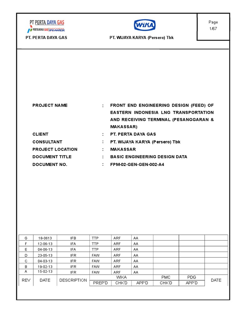 Basic Engineering Design Data for Makassar LNG Terminal | PDF ...