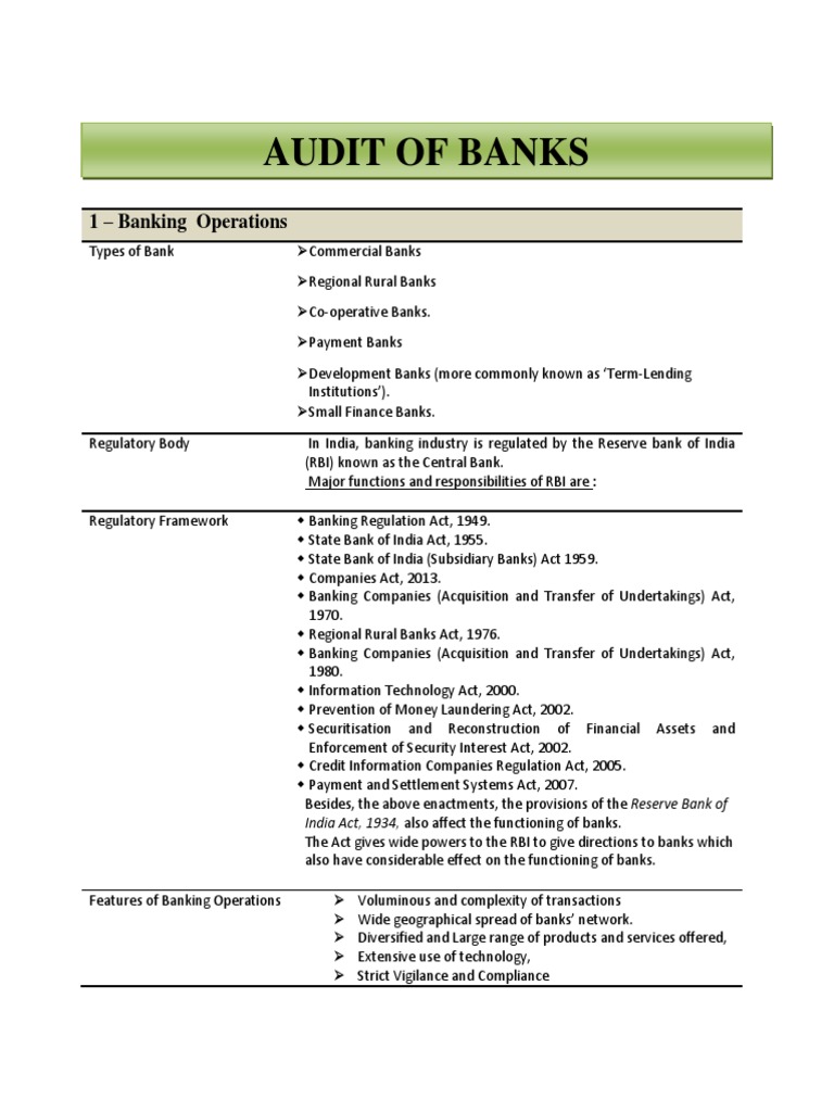 Audit of Banks | PDF | Reserve Bank Of India | Banks