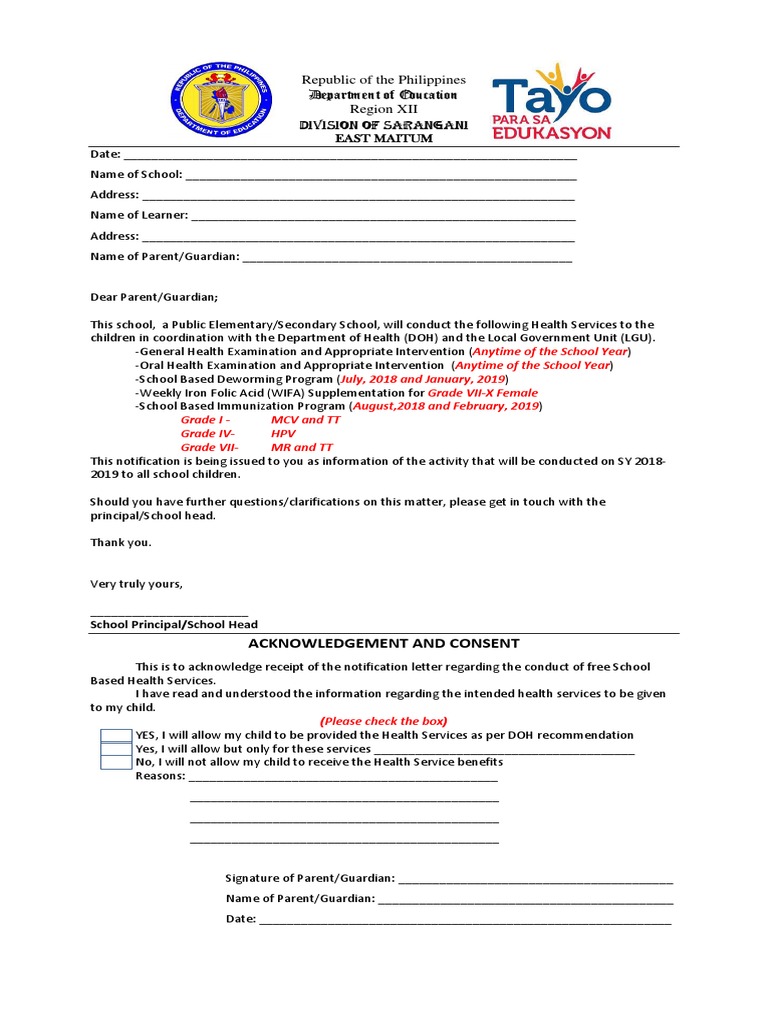 Universal Consent | PDF | Schools | Wellness