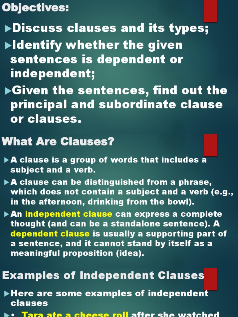 Clauses & Its Types | PDF | Clause | Sentence (Linguistics)