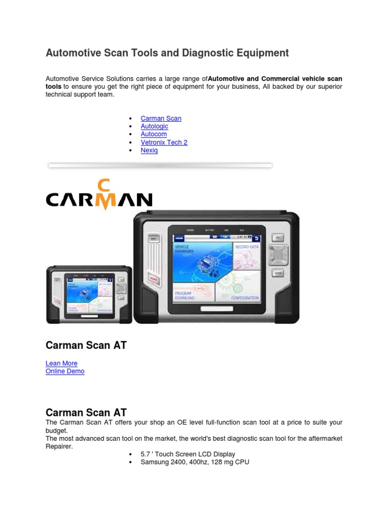 Automotive Scan Tools and Diagnostic Equipment | PDF | Vehicles | Motor ...