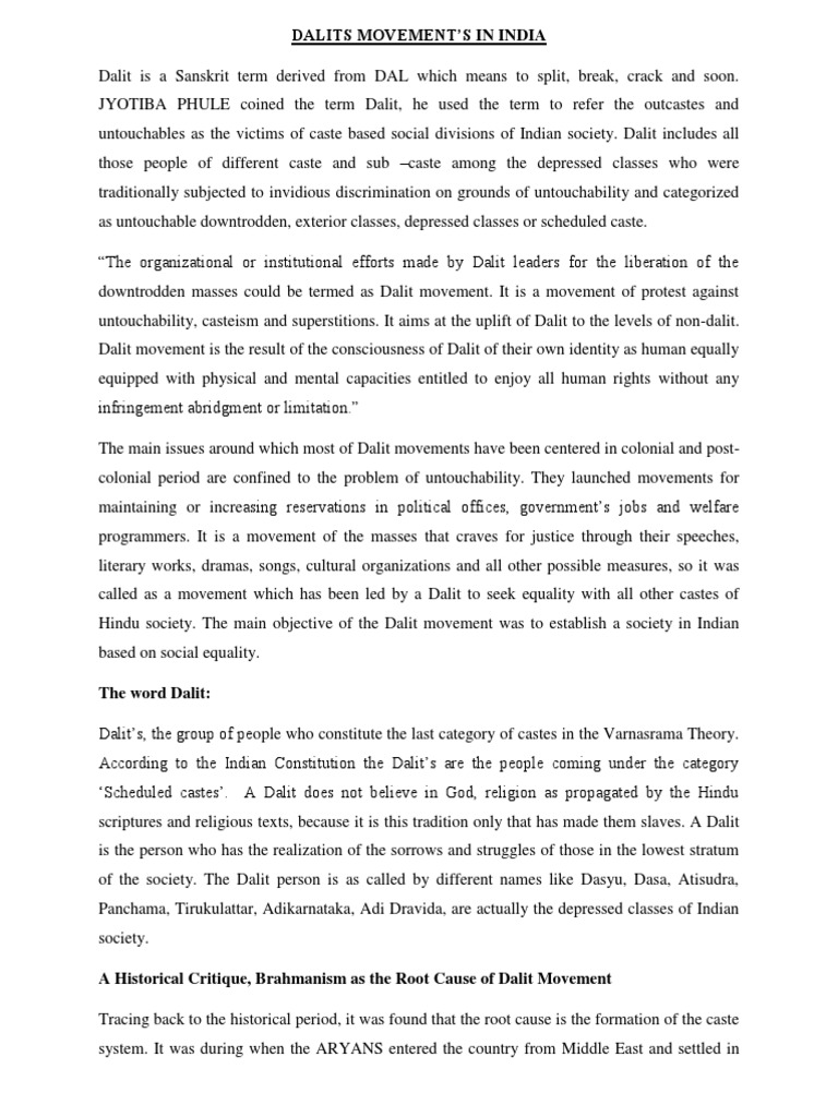 Overview of Dalit Movements in India | PDF | Dalit | Religion And Belief
