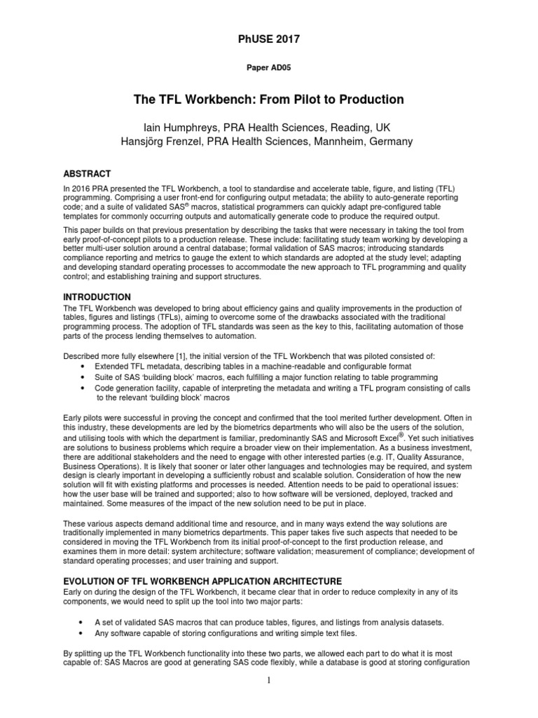 TLF Papers and Explanation | PDF | Sas (Software) | Databases