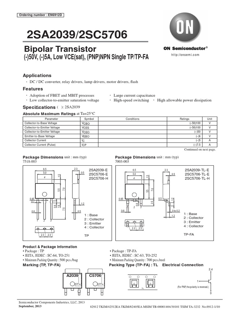 2SC5706 e PDF | PDF | Bipolar Junction Transistor | Semiconductors