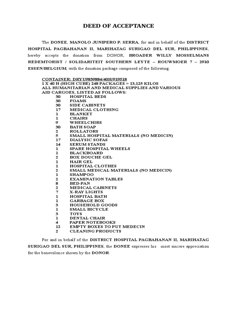 Deed of Acceptance | PDF