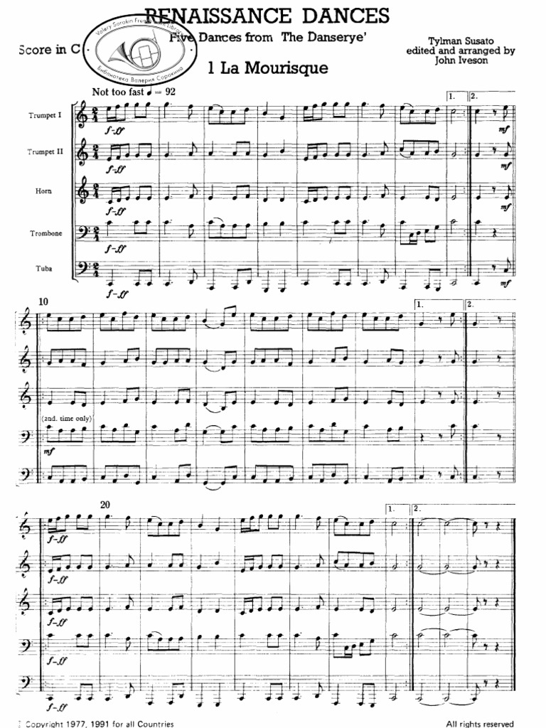 Susato Renaissance Dances Iveson PDF | PDF