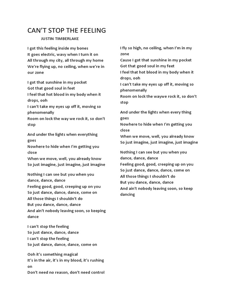 Can'T Stop The Feeling | PDF