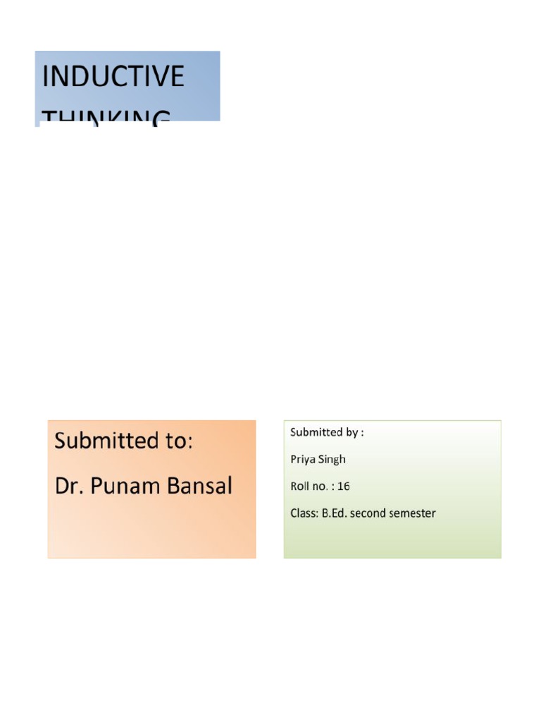 Inductive Thinking Model Based Lesson Plan | PDF | Photosynthesis | Plants