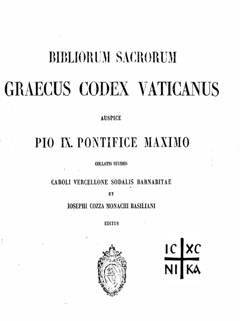 Codex - Bibliorum Sacrorum - Graecus Codex Vaticanus (Pio Ix Pontifice ...