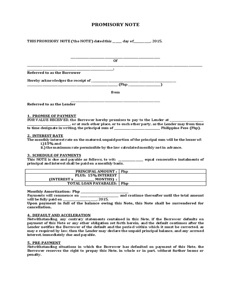 Promisory Note | PDF | Promissory Note | Interest