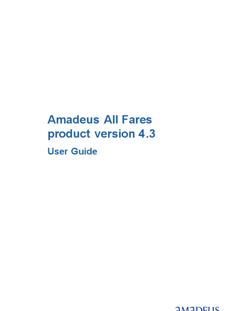 Amadeus All Fares User Guide V4.3 Nov09 | PDF | Credit Card | Low Cost ...