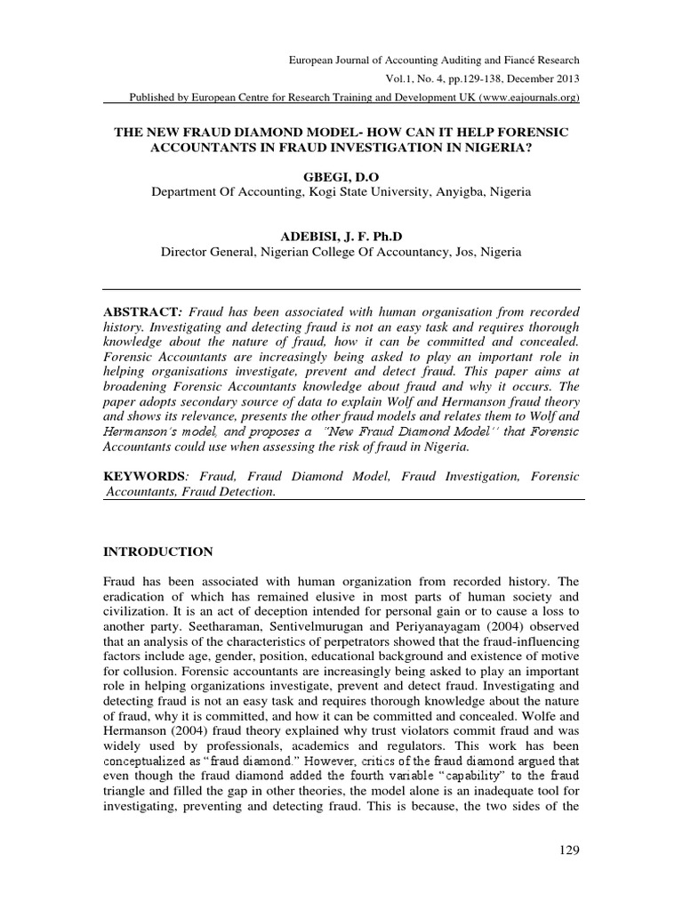 The New Fraud Diamond Model How Can It Help Forensic Accountants in ...