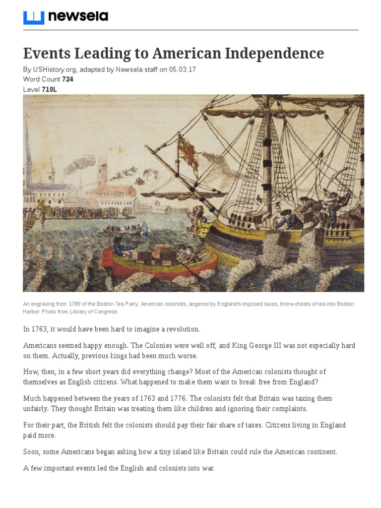 Events Leading to American Independence | PDF | Thirteen Colonies ...