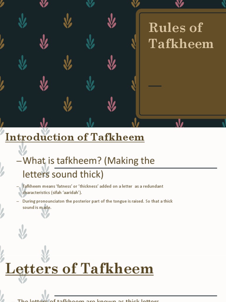 Rules of Tafkheem 1 1