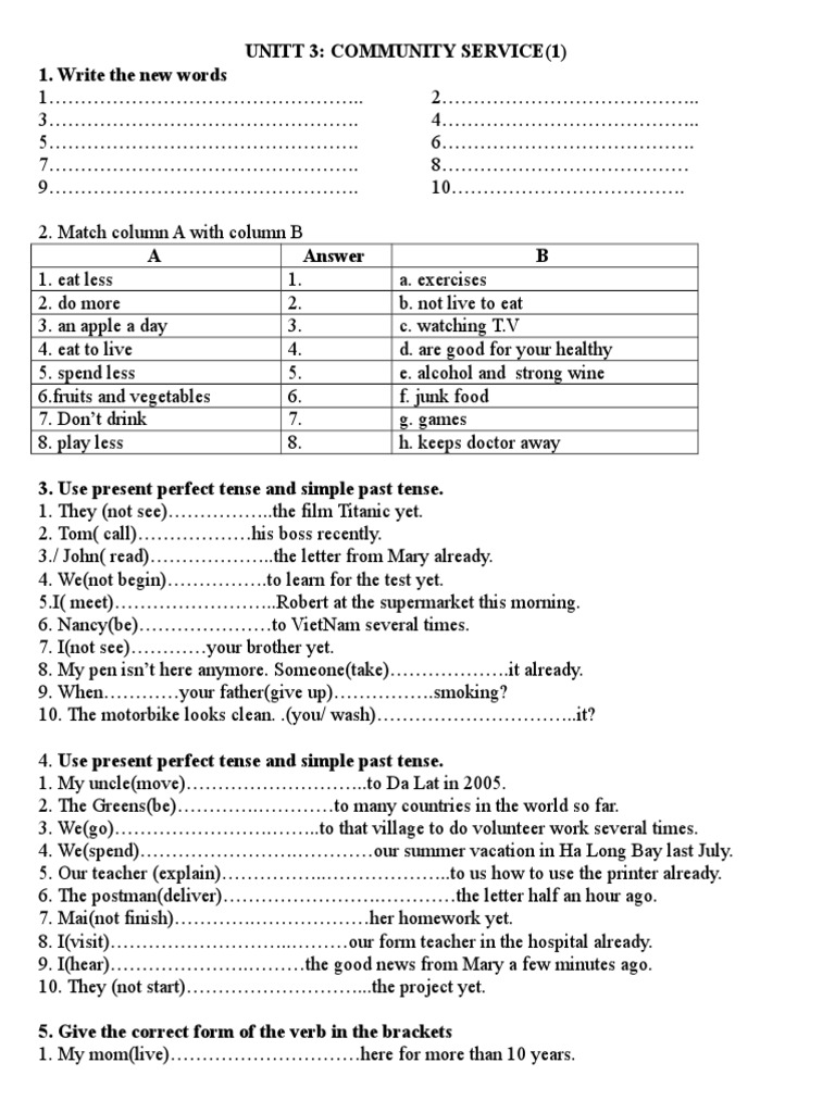 Unit 3 Community Service | PDF | Grammar | Linguistics