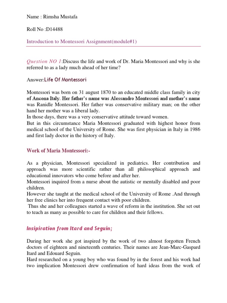 Introduction To Montessori | PDF | Montessori Education | Language ...