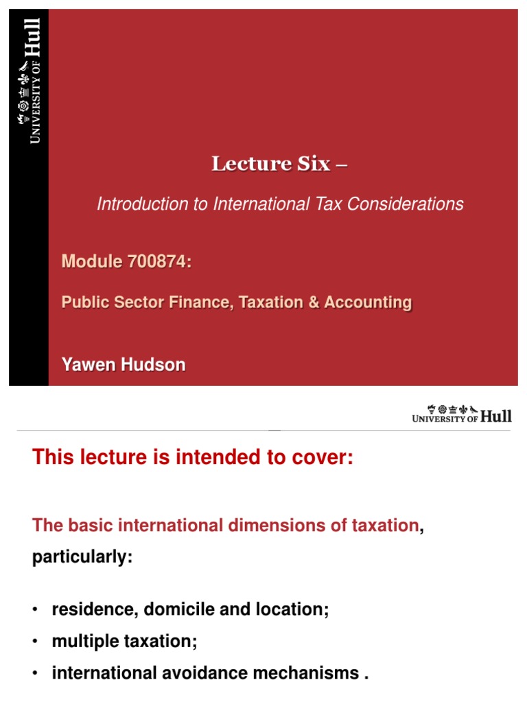 International Taxation Overview | PDF | Double Taxation | Tax Exemption