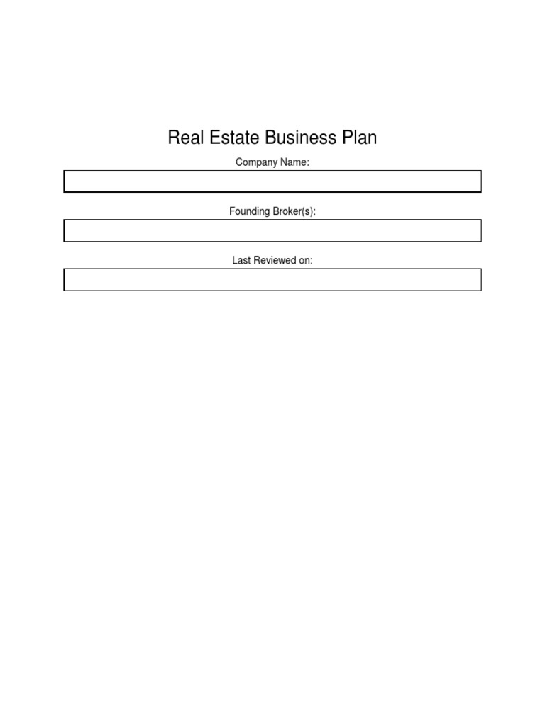 Real Estate Business Plan Template | PDF