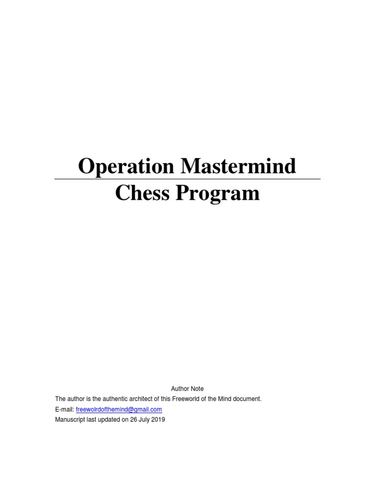 Chess Program Operation Mastermind Pdf Chess Strategy Abstract