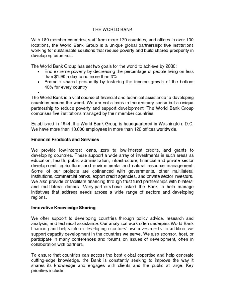 The World Bank | PDF | World Bank | Poverty Reduction