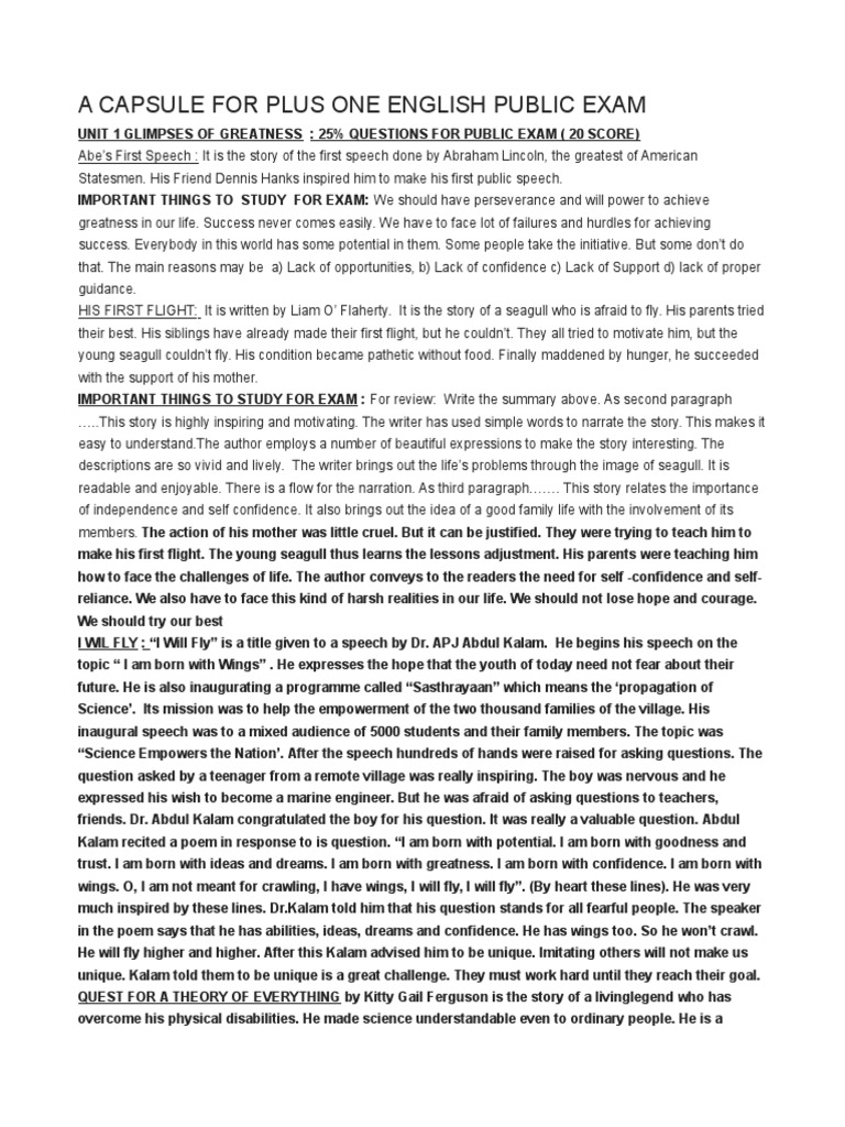 A Capsule For Plus One English Public Exam | PDF | Mahatma Gandhi ...