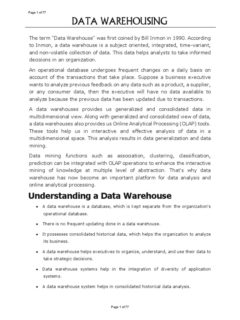 Data Warehousing | PDF | Data Warehouse | Metadata