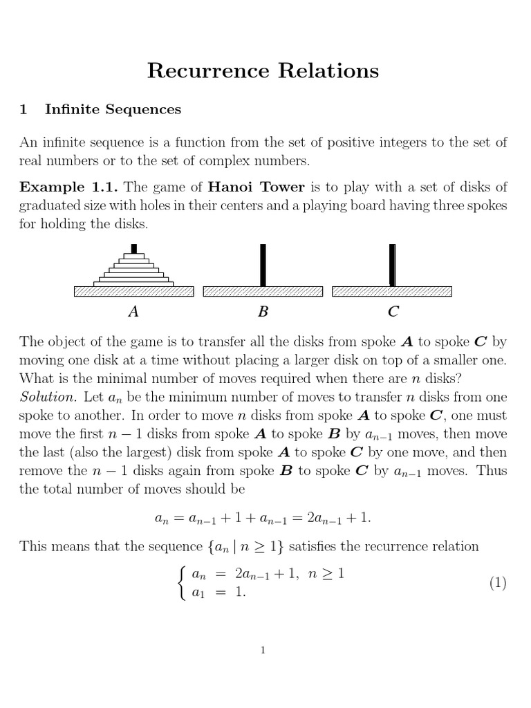 Recurrence Relations: Solution. Let A | PDF | Recurrence Relation | Mathematical Objects