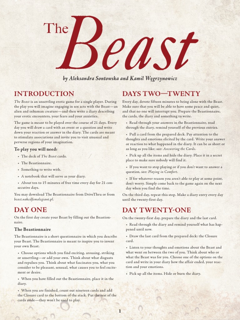 Beast Rules and Beastionnaire Color Final PDF | PDF