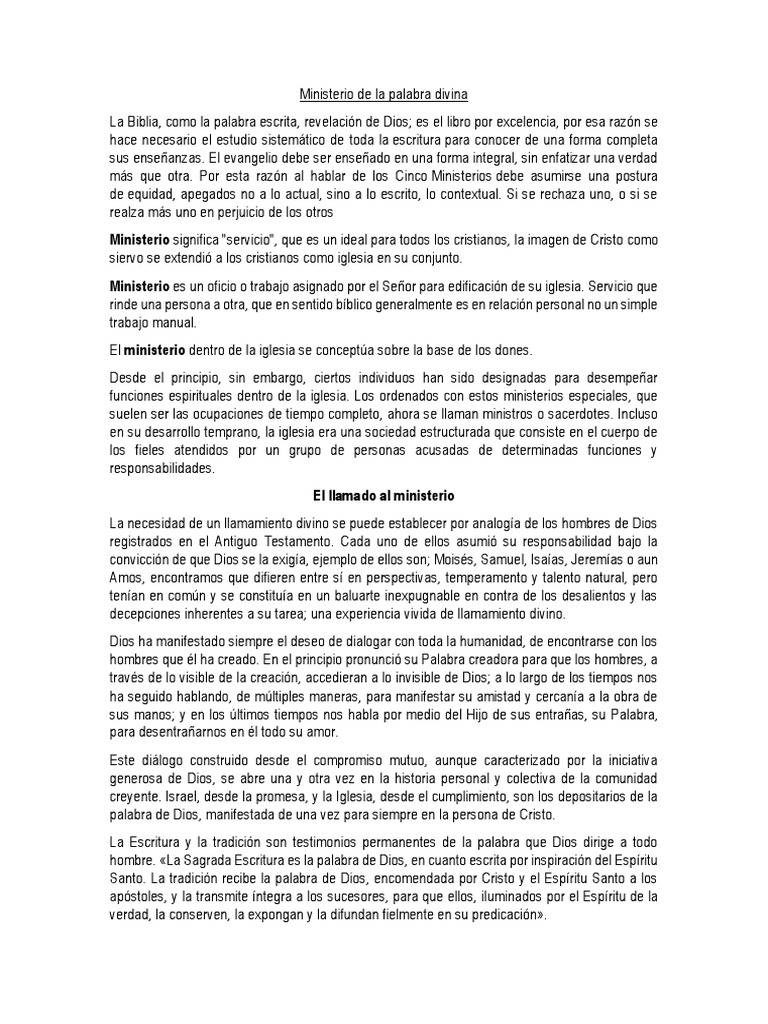 Significado del Ministerio Divino | PDF | Iglesia Católica | Biblia