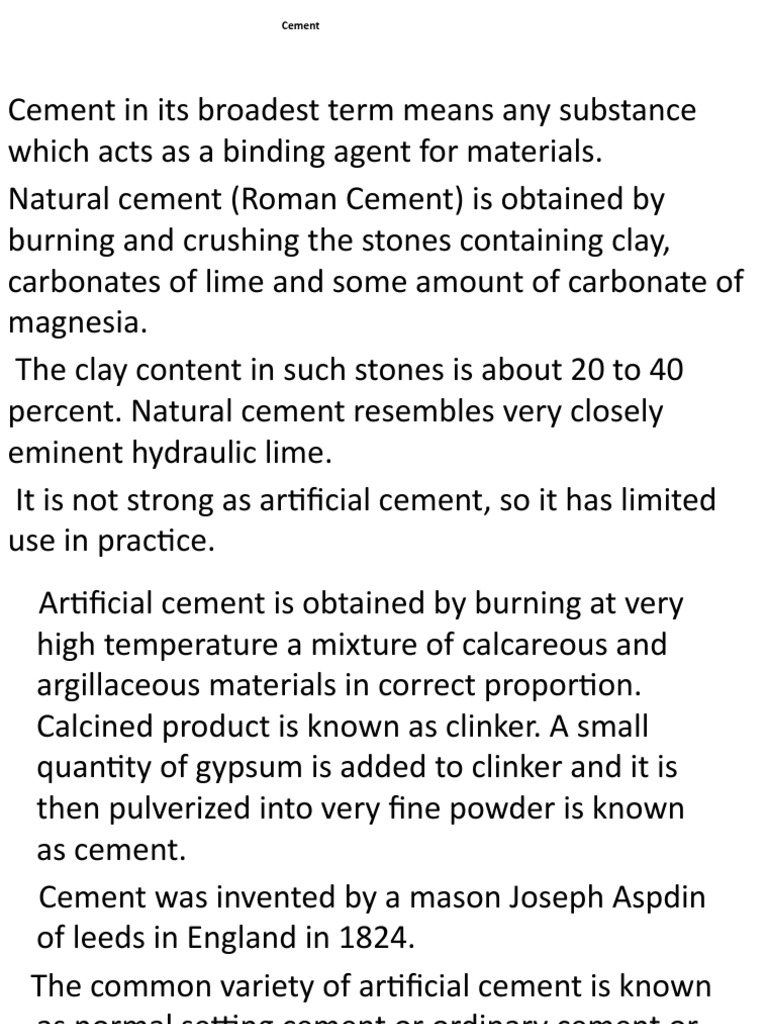 Types of Cement | PDF | Cement | Concrete