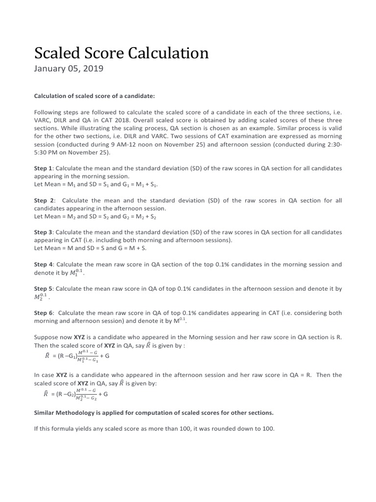 Scaled Score Calculation PDF | PDF