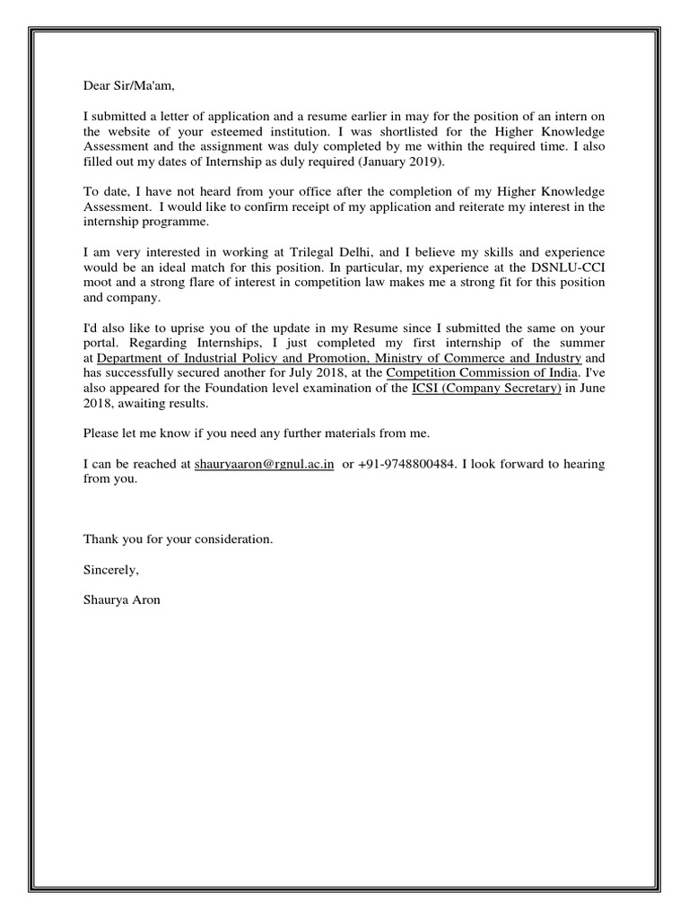 Follow Up Letter | PDF