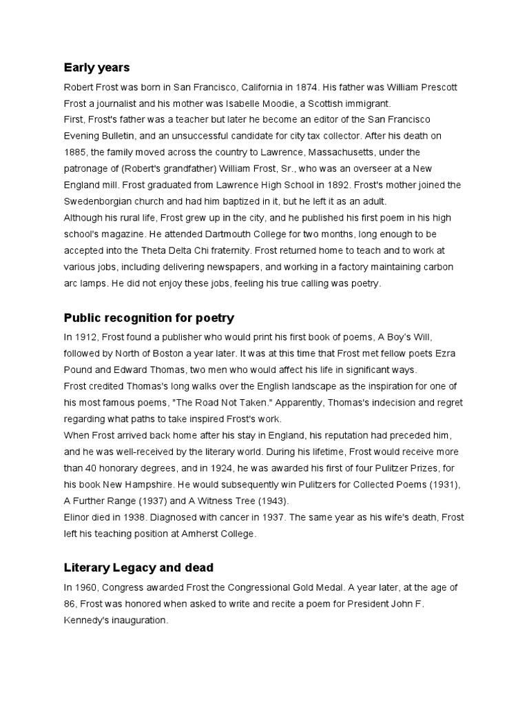 Robert Frost | PDF | Poetry