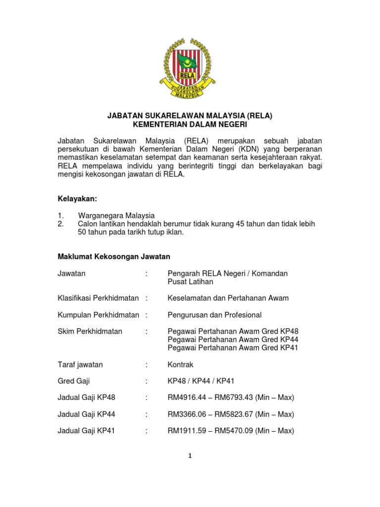 Iklan Pengambilan Jawatan Pegawai Kontrak Jabatan Sukarelawan Malaysia ...