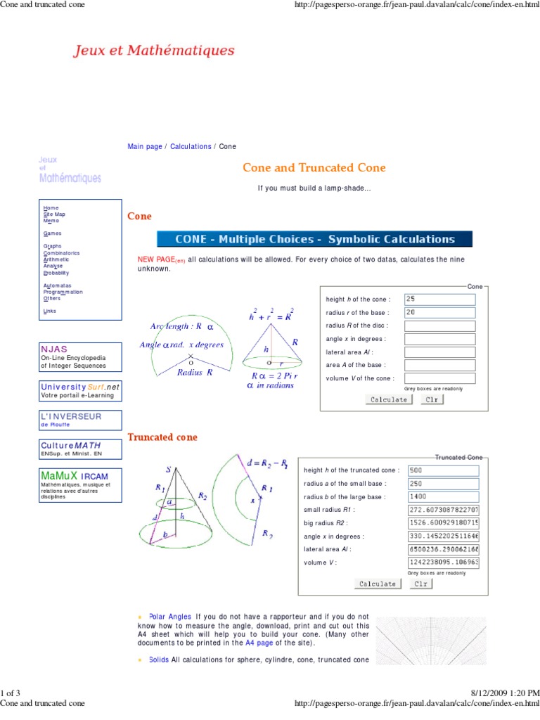 Cone and Truncated Cone | PDF | Elementary Mathematics | Geometry