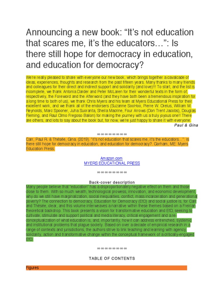 It S Not Education That Scares Me It S PDF | PDF | Democracy ...