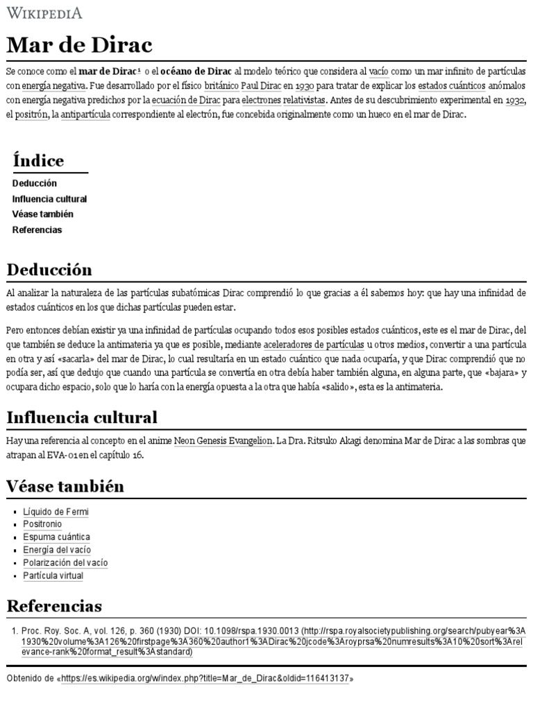Mar de Dirac PDF | PDF | Partículas fisicas | Mecánica
